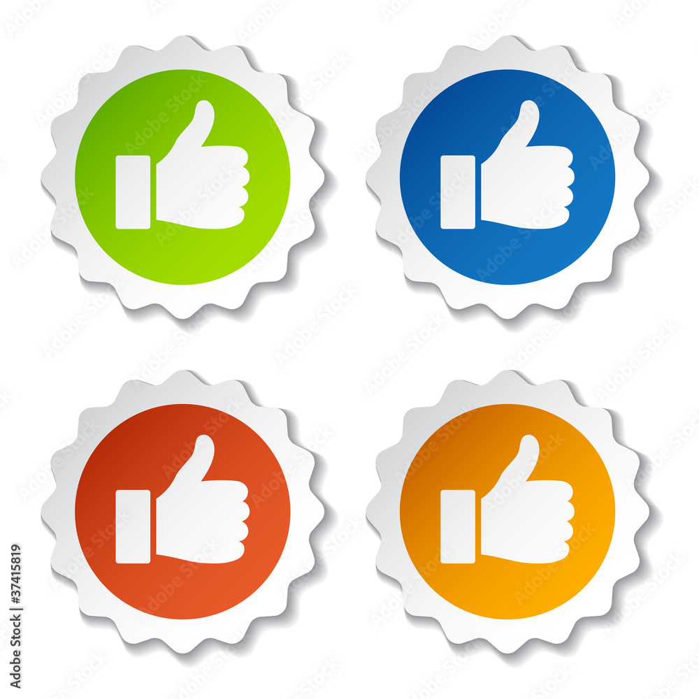 vector thumb up stickers Stock Vector | Adobe Stock