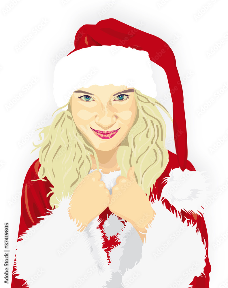 Lady Christmas Stock Vector | Adobe Stock