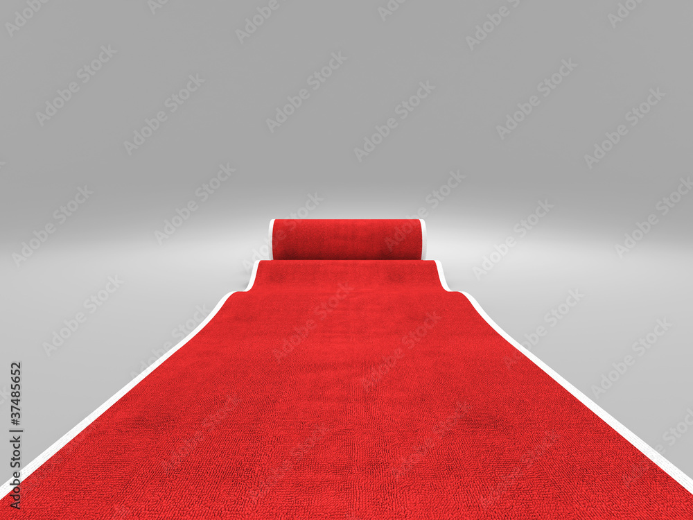 red carpet with white borders unrolls. success exclusivity first class ...