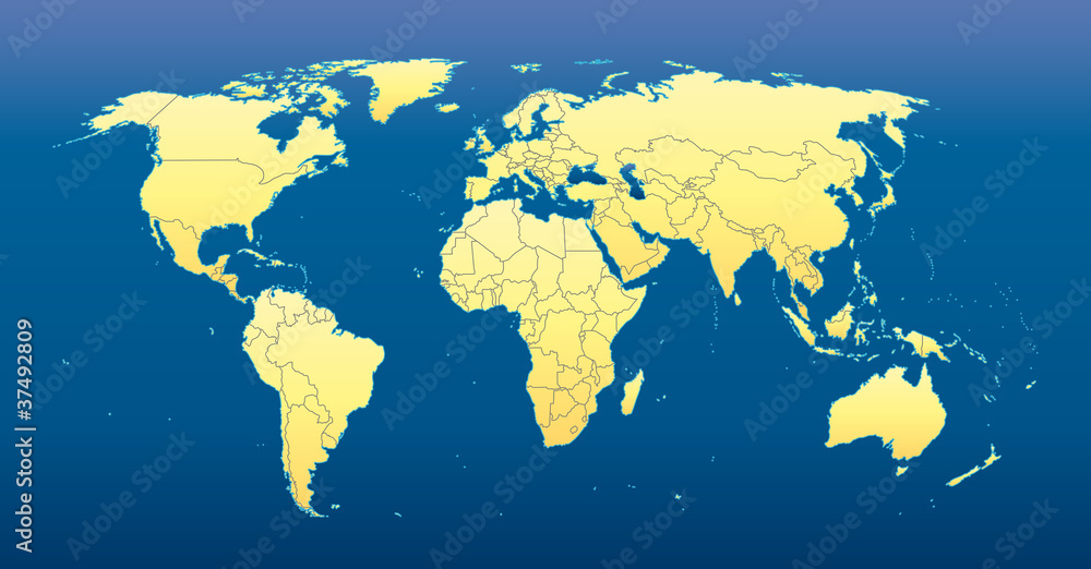 World Map 2012 including new states, dark blue background. Stock Vector ...