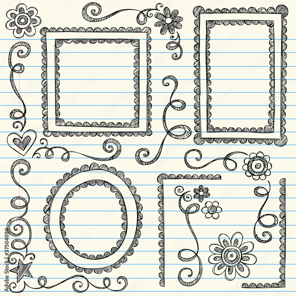 Sketchy Frames Doodles Vector Illustration Set Stock Vector | Adobe Stock