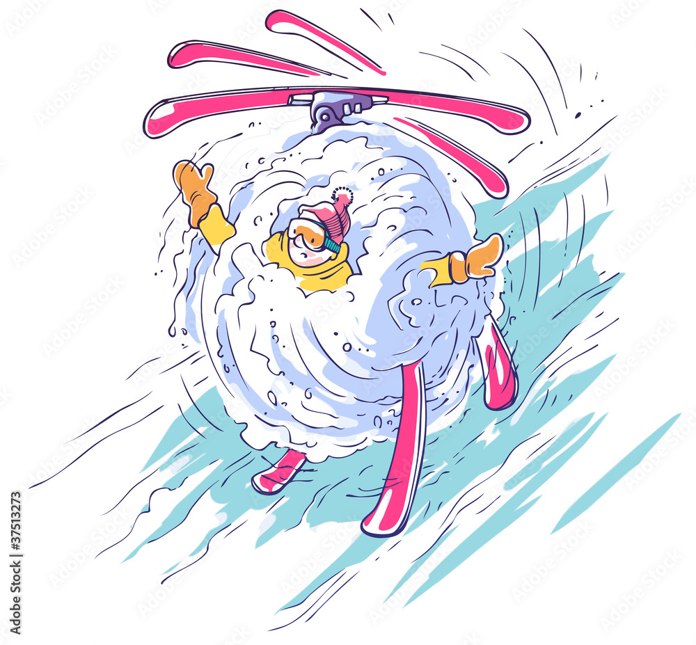 The skier is falling down in a snowball Stock Vector | Adobe Stock