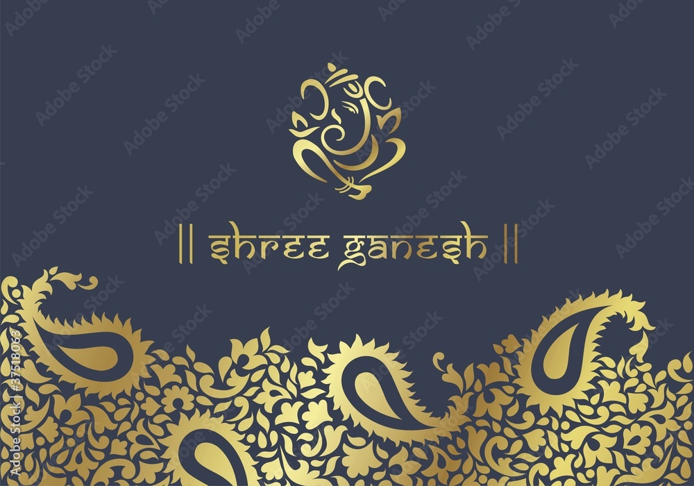 Ganesh, traditional Hindu wedding card design, Rajasthan Stock Vector ...