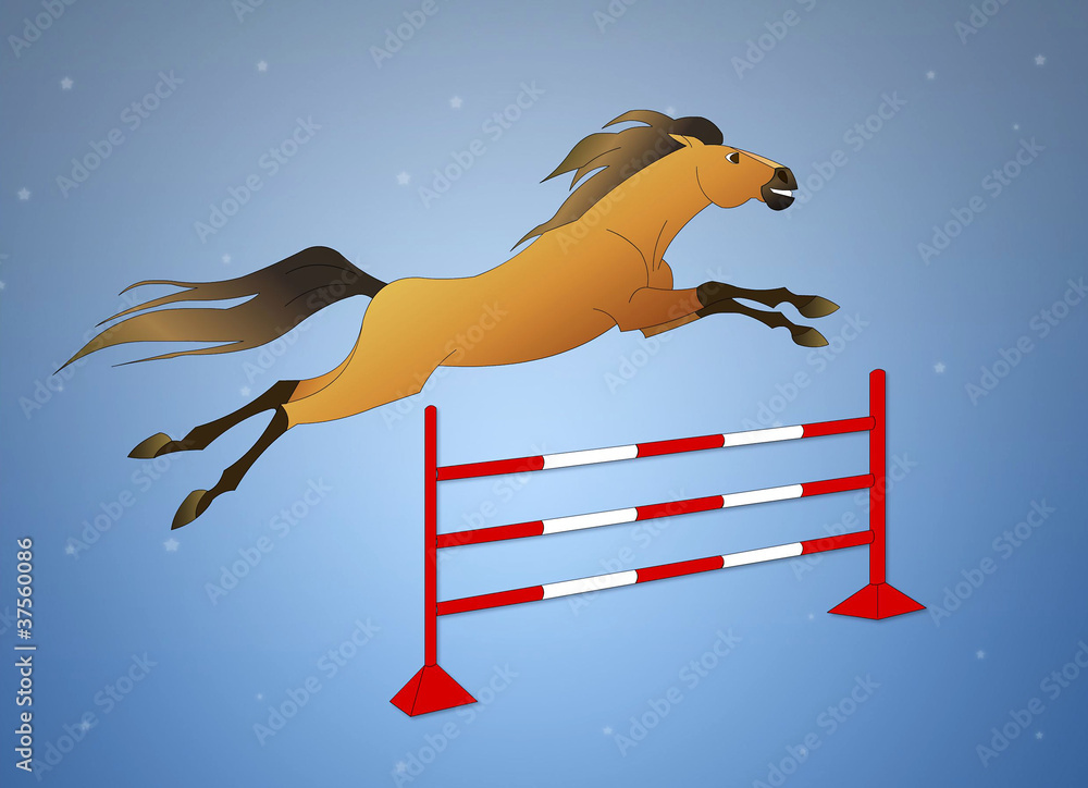 cartoon illustration of jumping a horse Stock Illustration | Adobe Stock