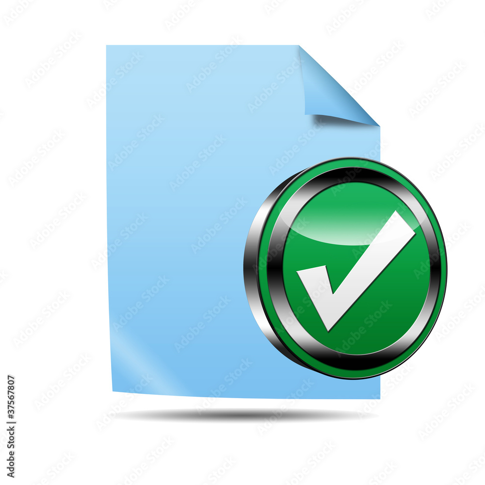 Icono documento 3D con señal validacion ilustración de Stock | Adobe Stock