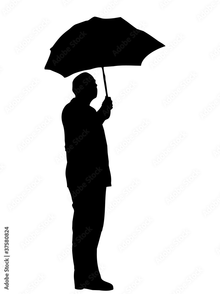 mann mit schirm Stock-Illustration | Adobe Stock