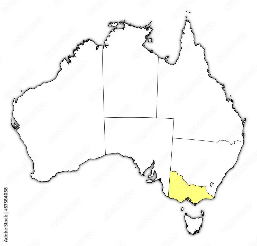 Map of Australia, Victoria highlighted Stock Vector | Adobe Stock