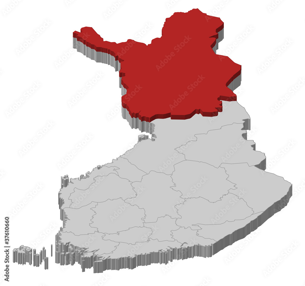 Map of Finland, Lapland highlighted Stock Vector | Adobe Stock