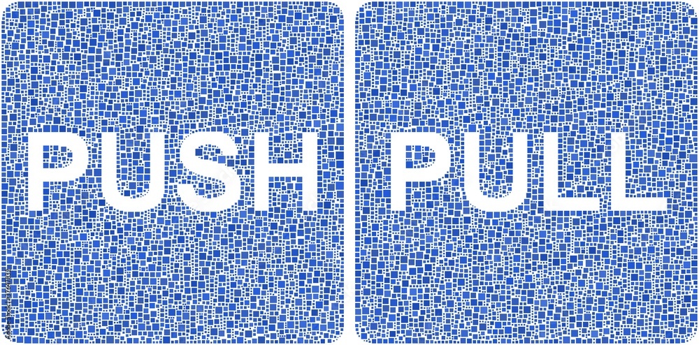 Push and Pull signs in a mosaic of squares Stock Vector | Adobe Stock
