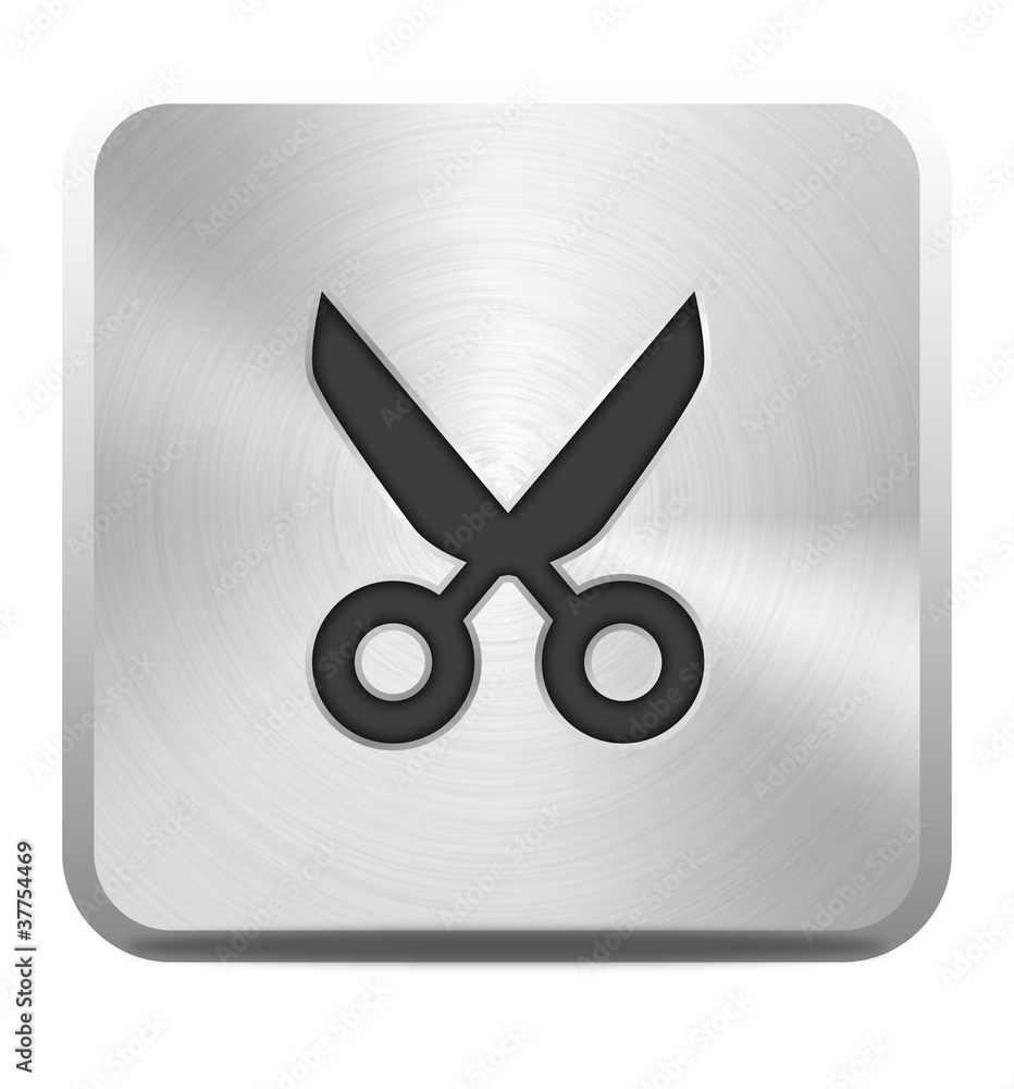 metallisches piktogramm mit schere Stock-Vektorgrafik | Adobe Stock