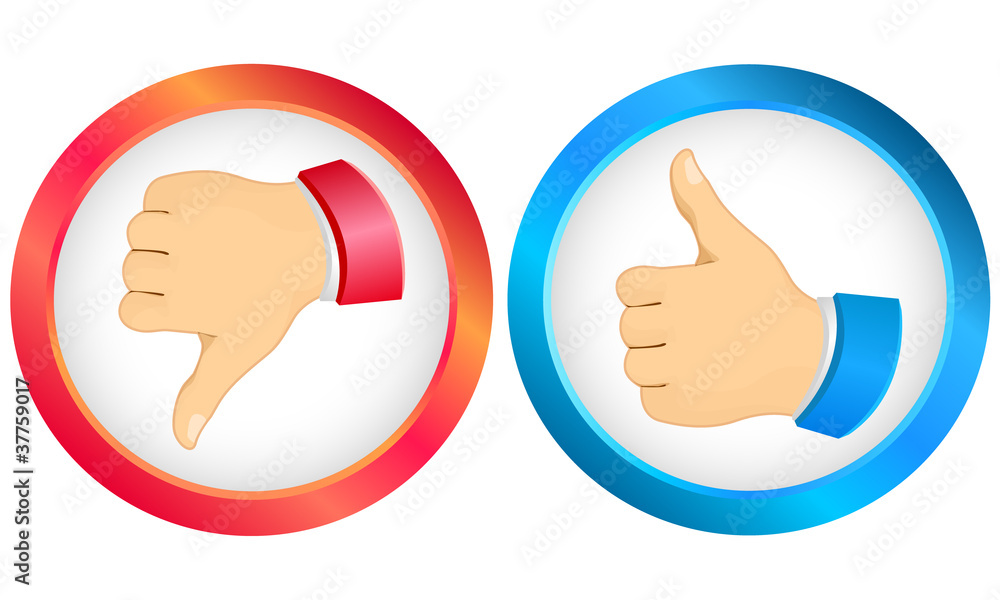 Daumen hoch - Daumen runter Stock Illustration | Adobe Stock