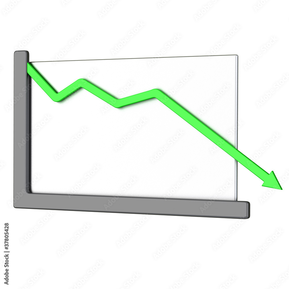 Abstract business graph - green arrow down 3d Stock Illustration ...