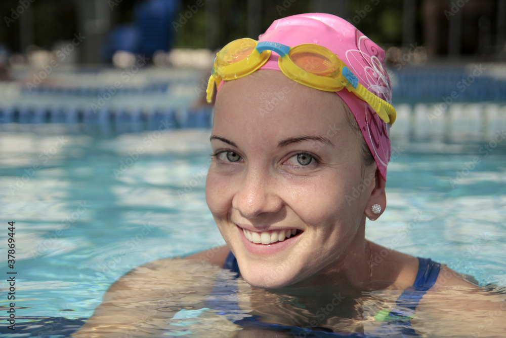 Smiling swimmer girl Stock-Foto | Adobe Stock