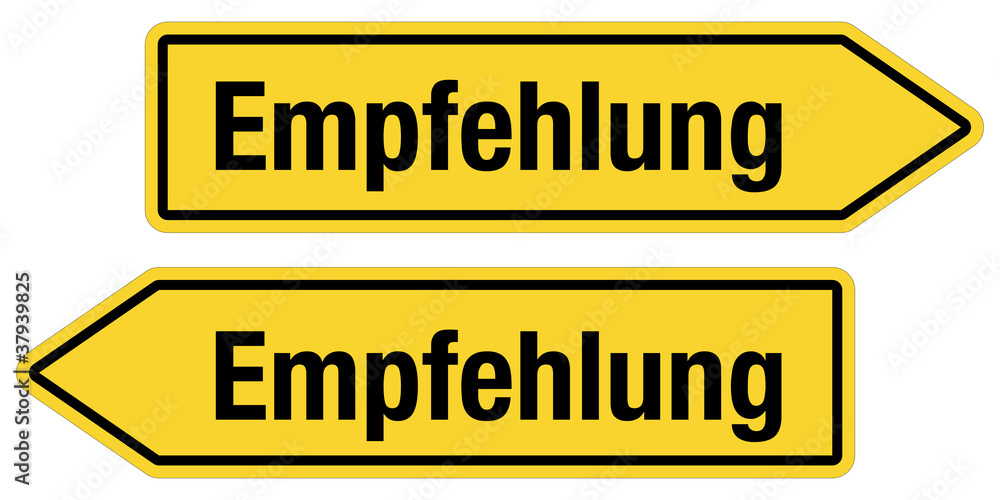 2 Pfeilschilder gelb EMPFEHLUNG Stock-Illustration | Adobe Stock