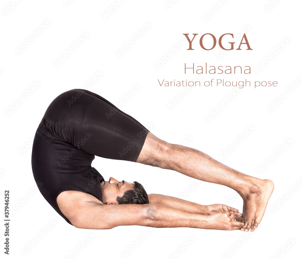 Yoga halasana pose Stock Photo | Adobe Stock