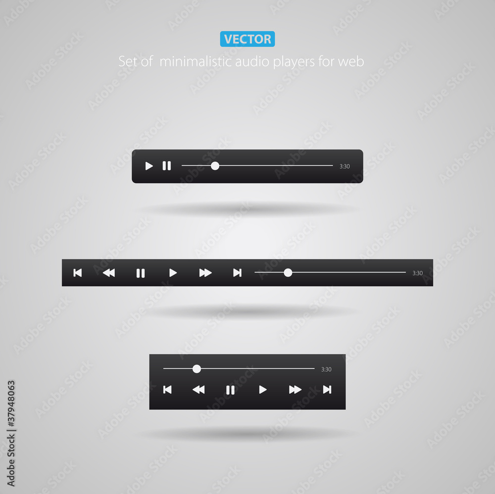 Set of audio players for web Stock Vector | Adobe Stock