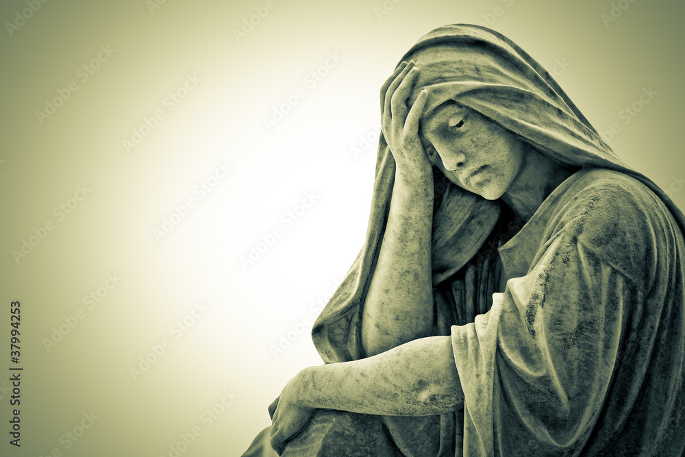 Vintage image of a suffering religious woman statue Stock Photo | Adobe ...