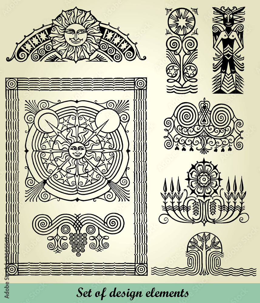 vintage elements - antique - vector set Stock Vector | Adobe Stock