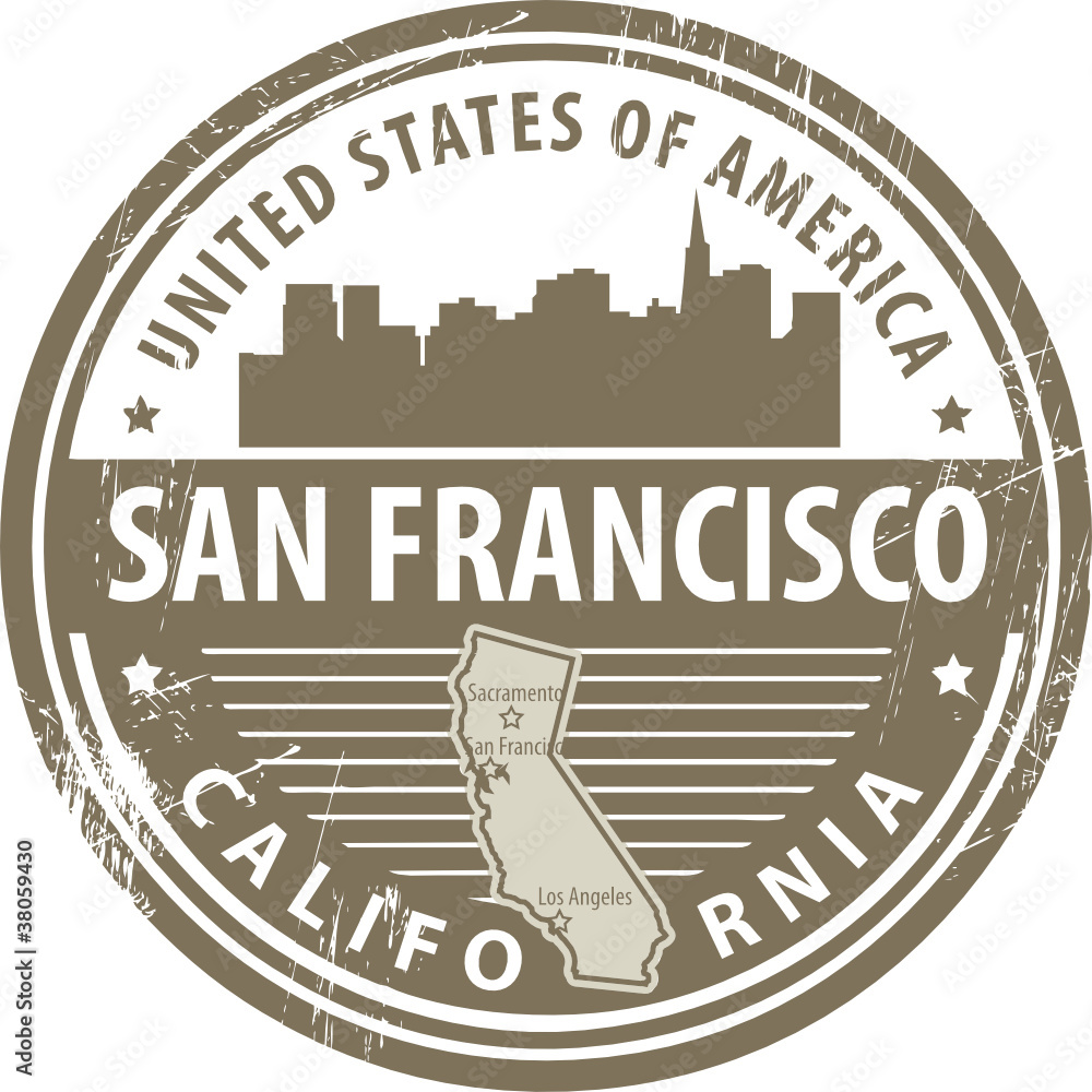 Stamp with name of California, San Francisco, vector Stock Vector ...
