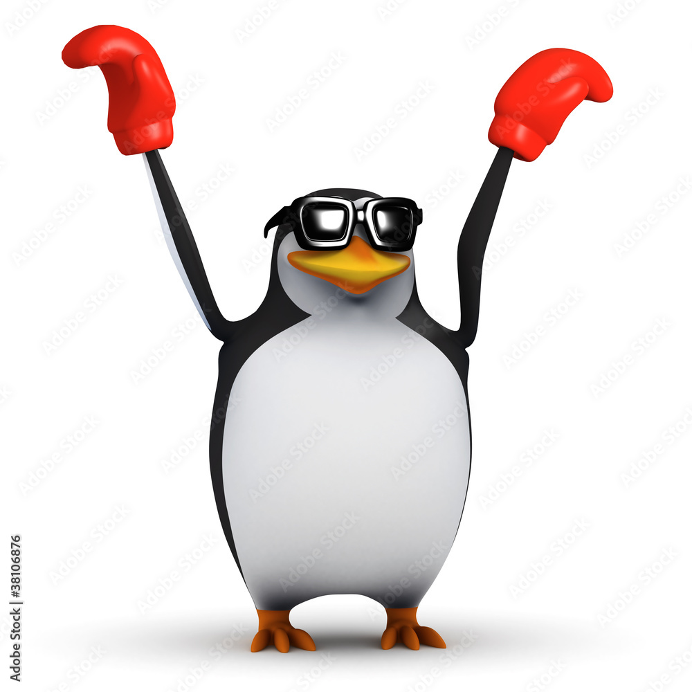 3d Penguin is the boxing champion! Stock Illustration | Adobe Stock