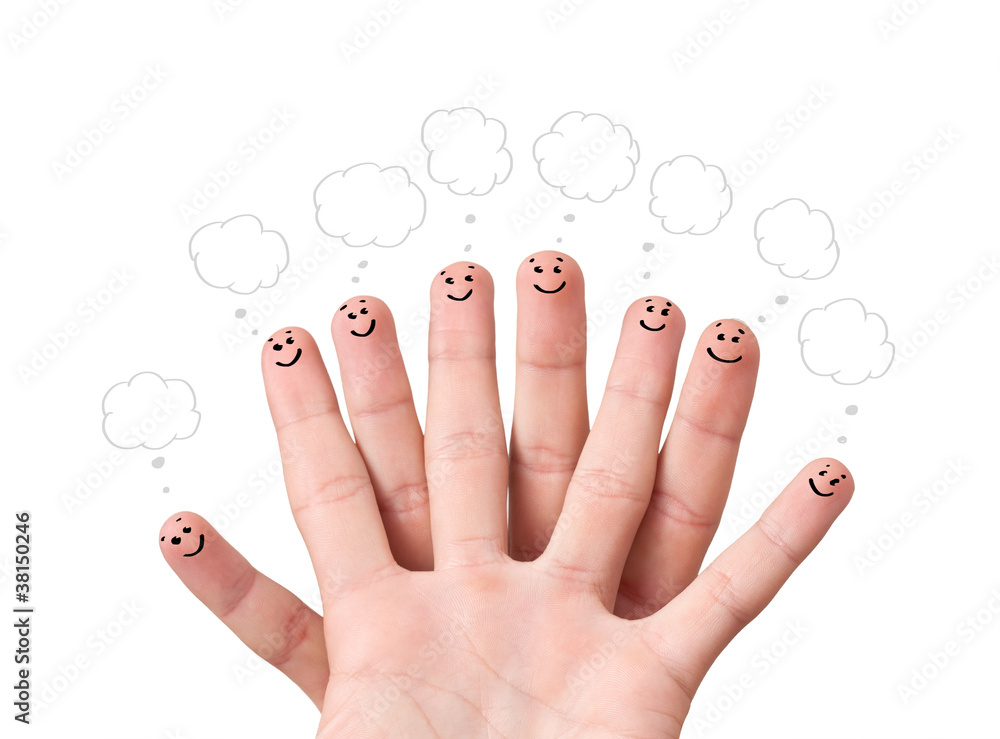 finger smileys with speech bubbles. Stock Photo | Adobe Stock