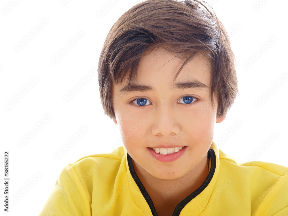 smiling boy in chinese suit Stock Photo | Adobe Stock