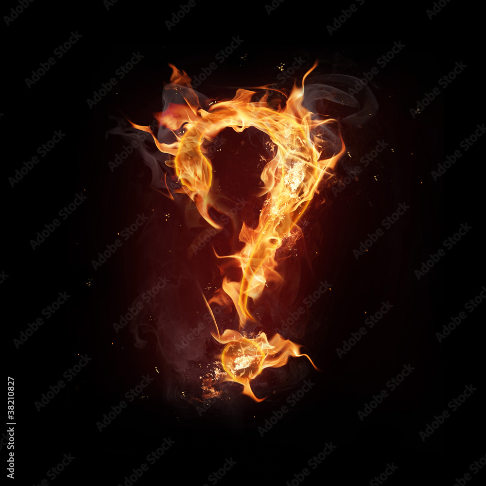 Fire alphabet question mark Stock Photo | Adobe Stock
