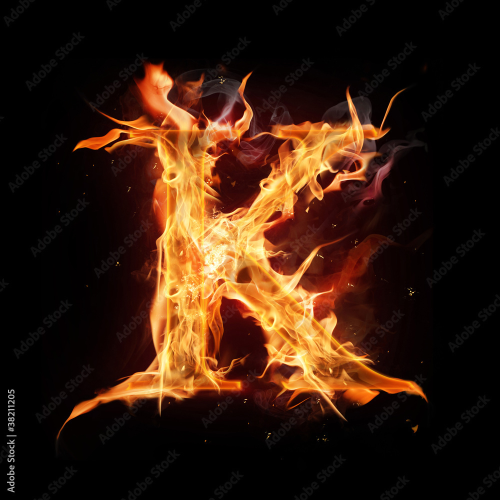 Fire alphabet letter "K" Stock Photo | Adobe Stock