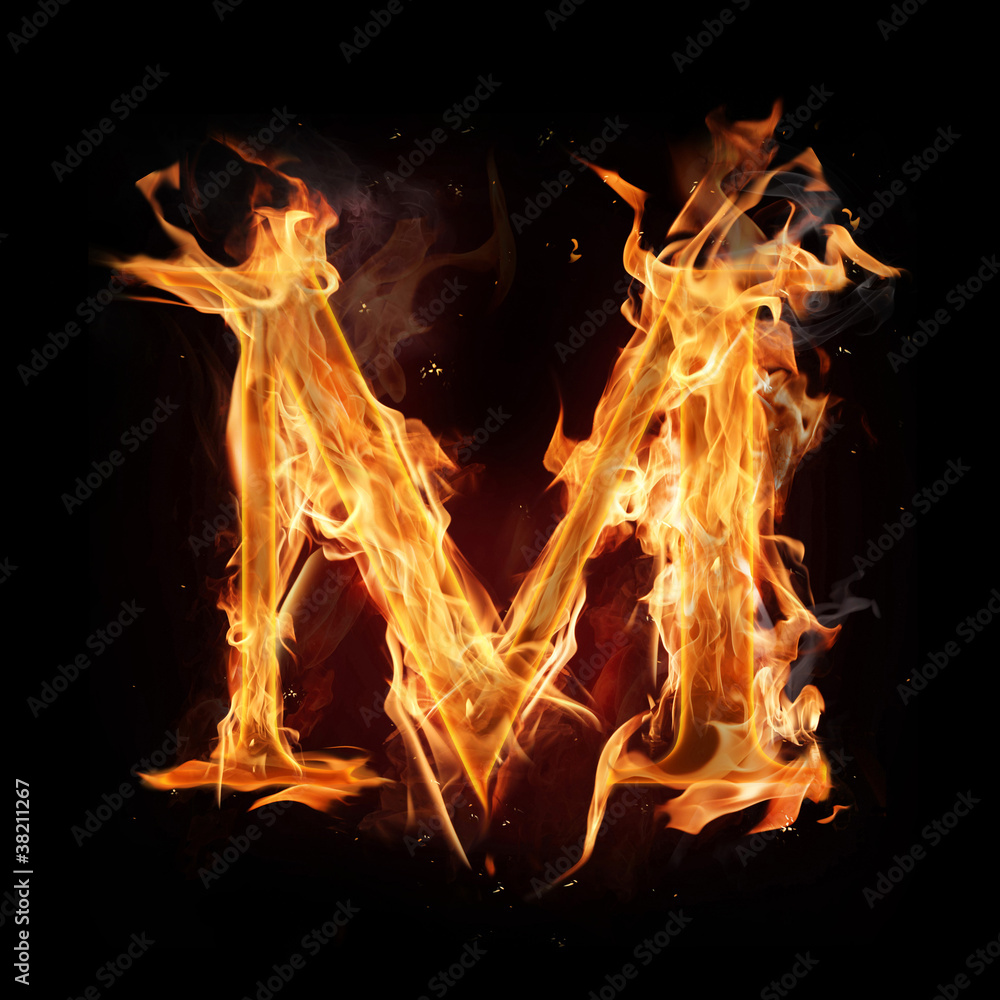 Fire alphabet letter "M" Stock Photo | Adobe Stock