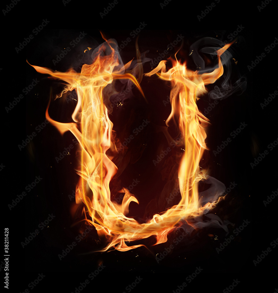 Fire alphabet letter "U" Stock Photo | Adobe Stock