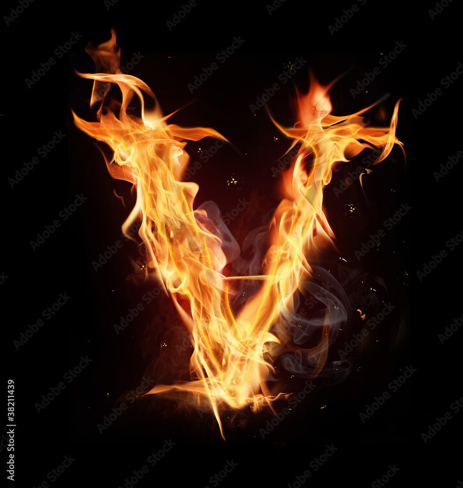 Letter V Fire Images