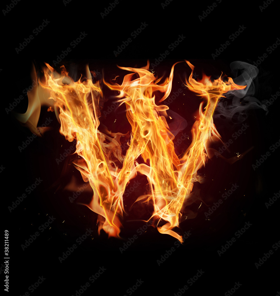 Fire alphabet letter "W" Stock Photo | Adobe Stock