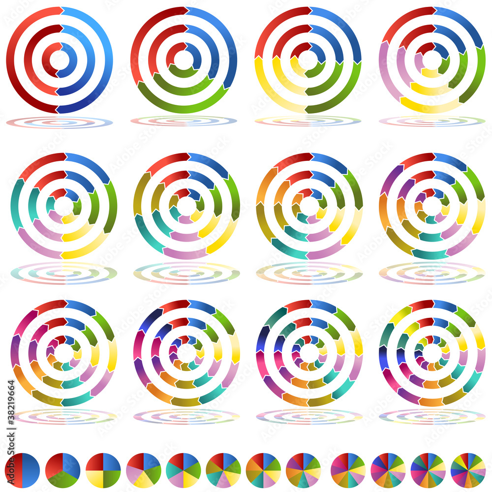 Arrow Wheel Chart Target Icon Set Stock Vector | Adobe Stock