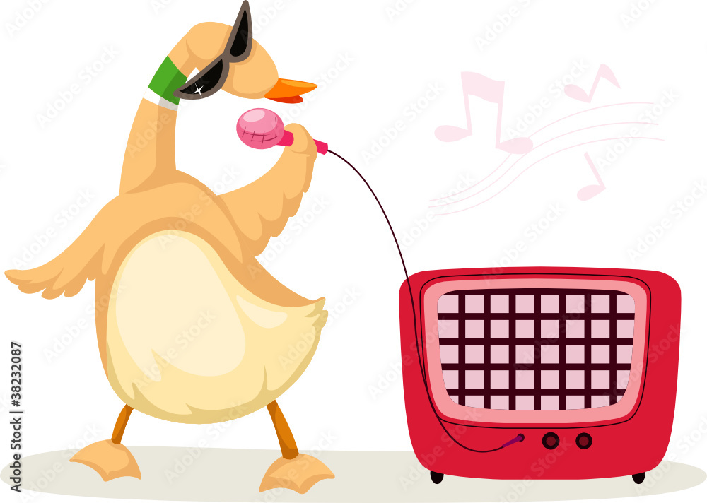 Cartoon duck singer Stock Vector | Adobe Stock