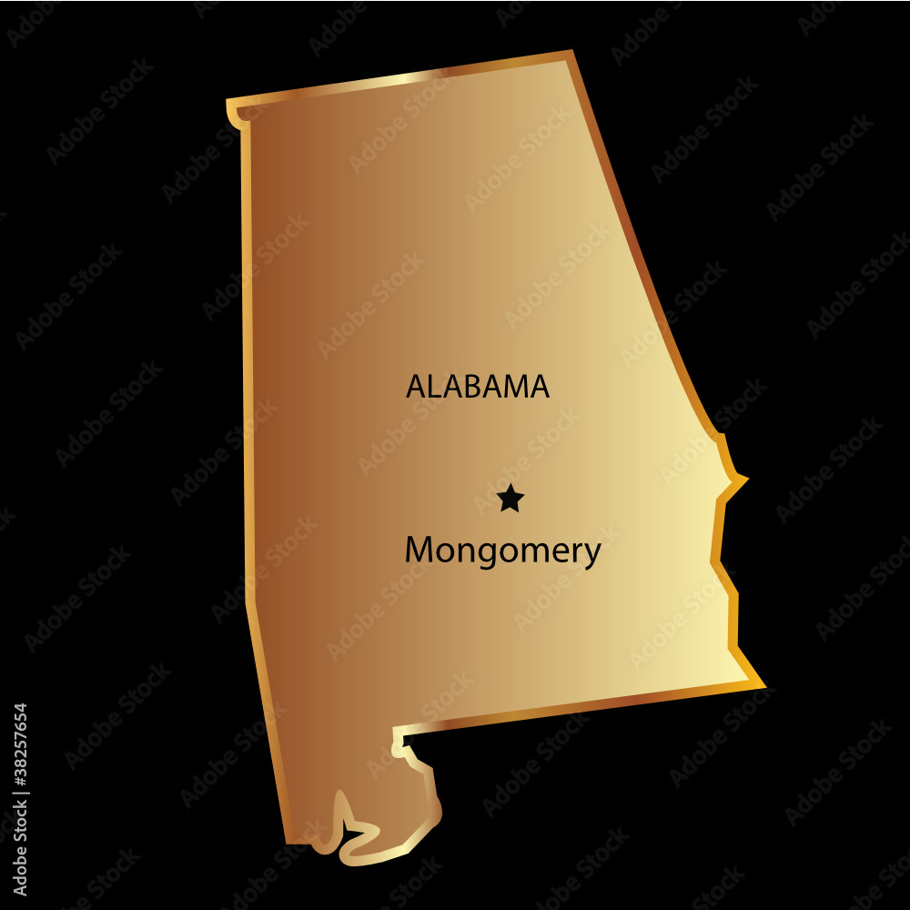 Alabama state usa map with capital name Stock Vector | Adobe Stock