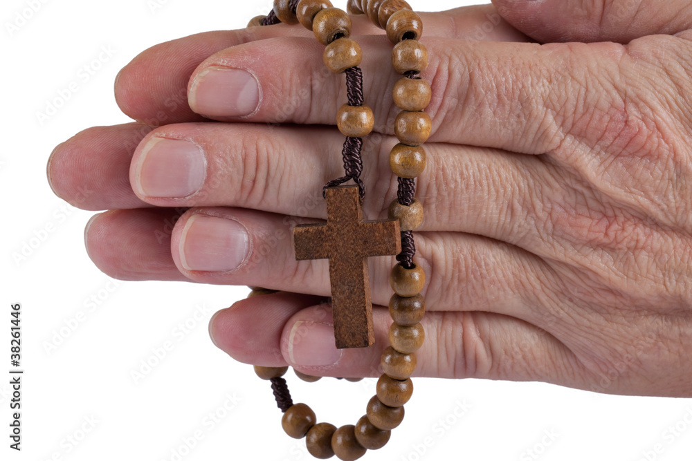 Beten mit Rosenkranz Stock-Foto | Adobe Stock