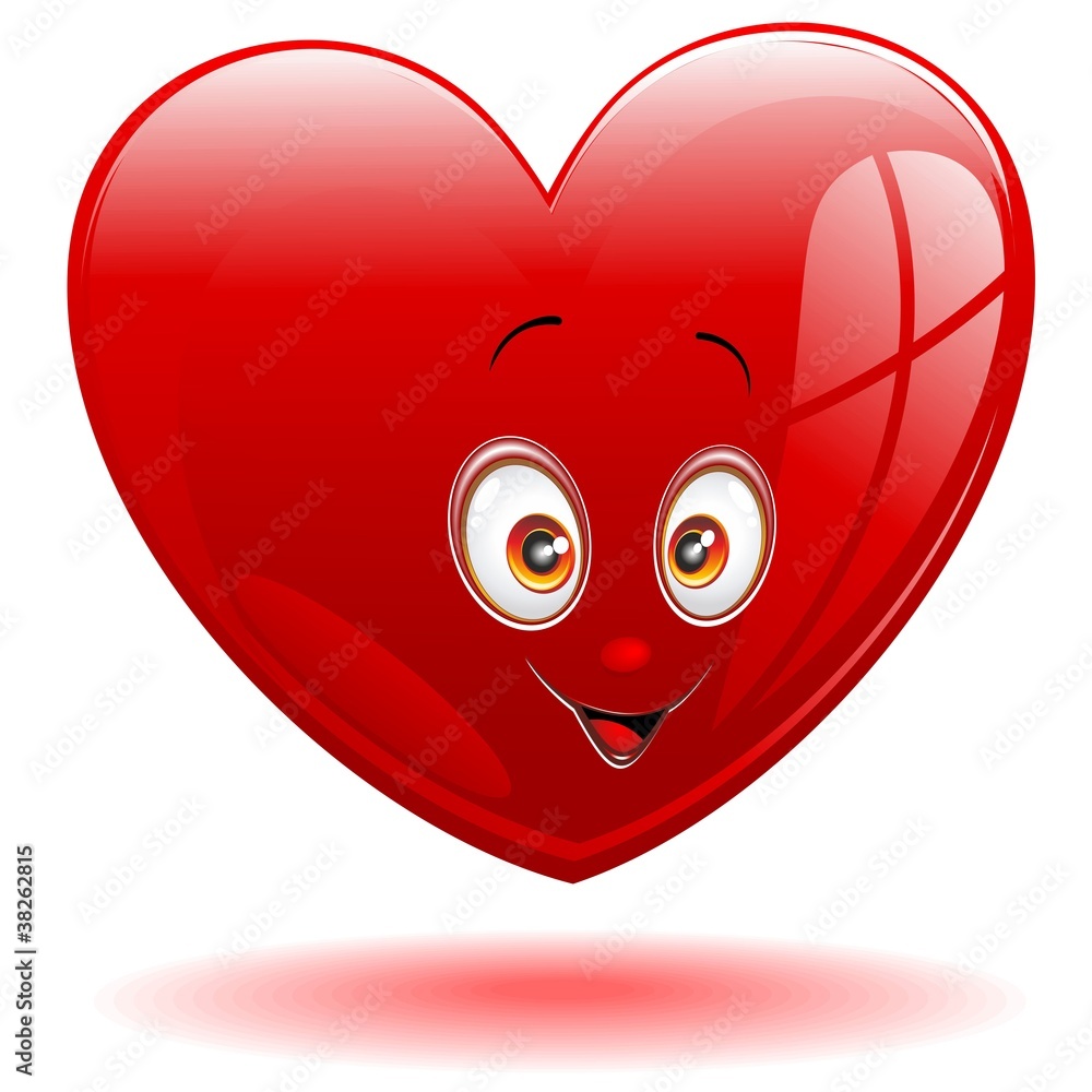 Vettoriale Stock Cuore Fumetto Sorriso-Heart Love Cartoon Smile-Vector ...