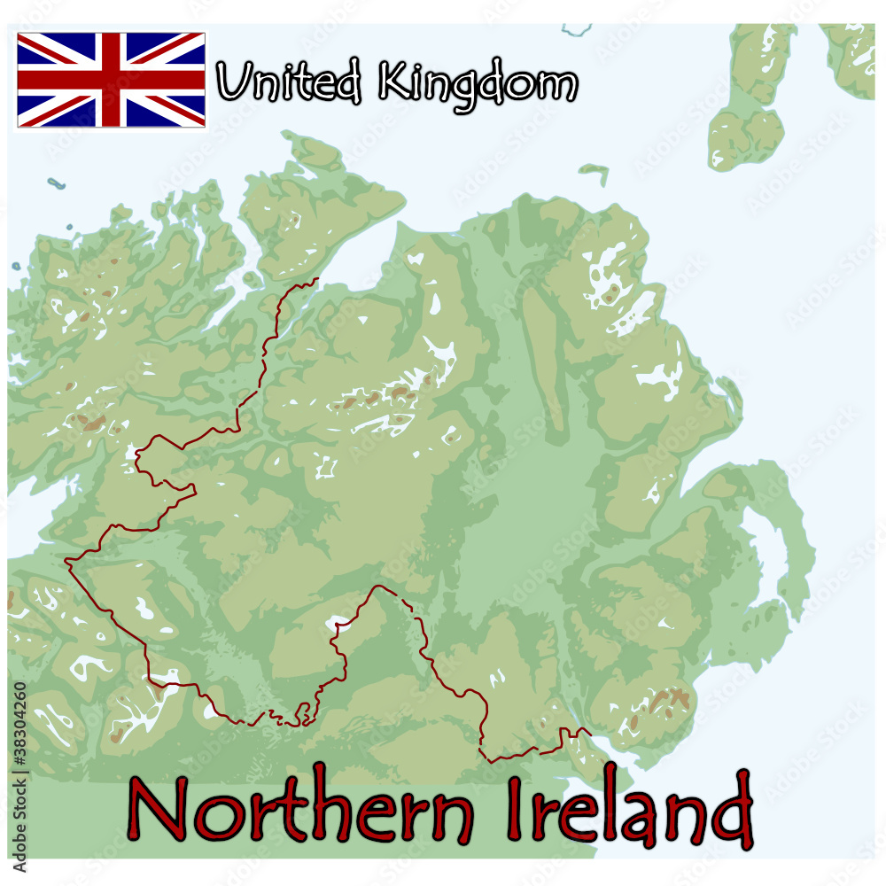 northern ireland europe map flag emblem Stock Vector | Adobe Stock