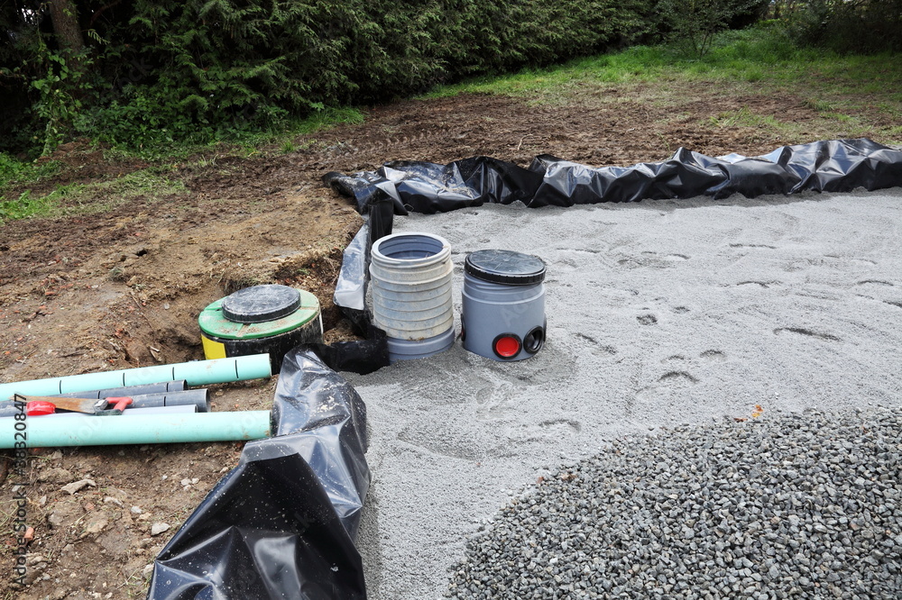 Installing Sand Filter Bed For Domestic Sewage Stock Photo | Adobe Stock