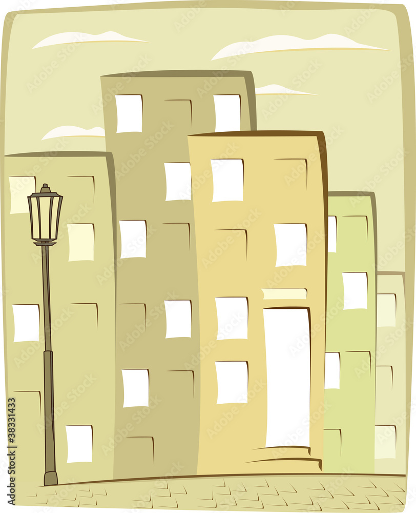 cartoon urban background with many houses and road Stock Vector | Adobe ...