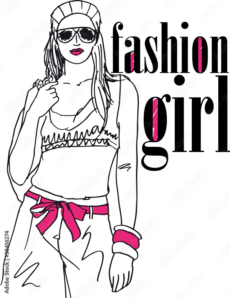 Sketch Of Sexy Fashion Girl Vector Illustration Vector De Stock