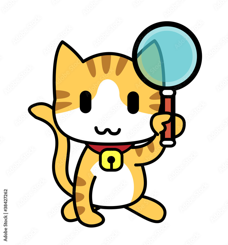 Cat-Magnifying glass Stock Illustration | Adobe Stock