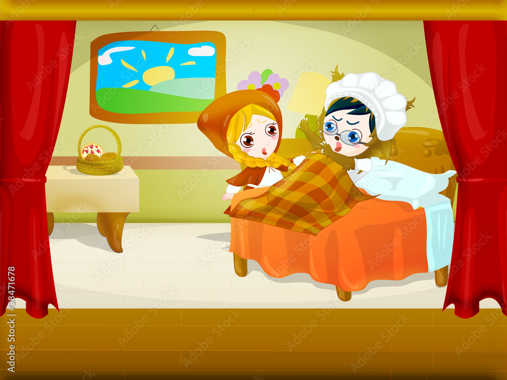 the wolf eats Little Red Riding Hood Stock Illustration | Adobe Stock