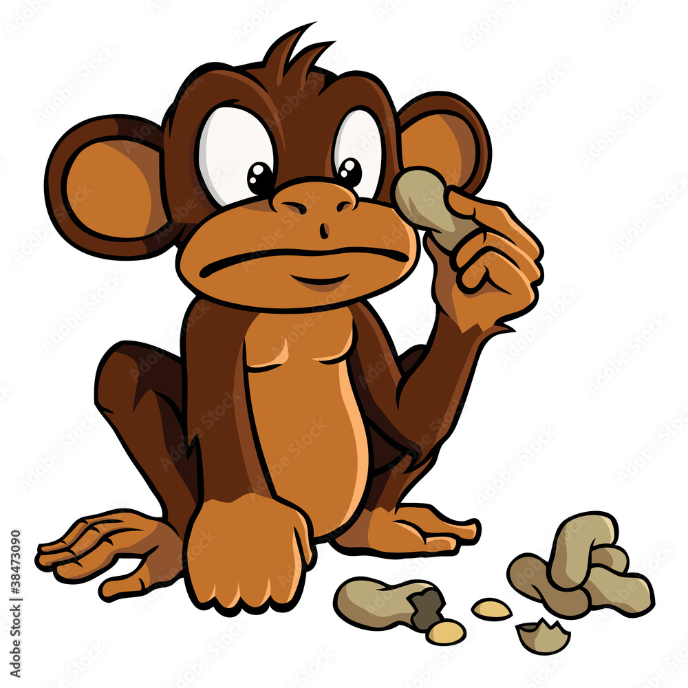 Cartoon monkey with peanuts Stock Vector | Adobe Stock