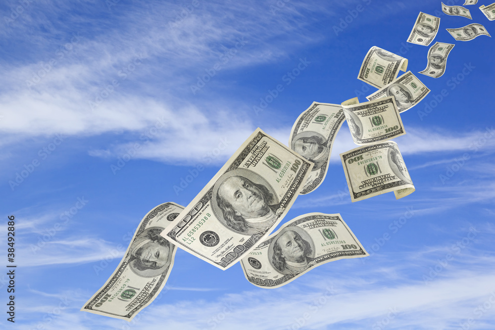 Money Falling from Sky Stock Photo | Adobe Stock