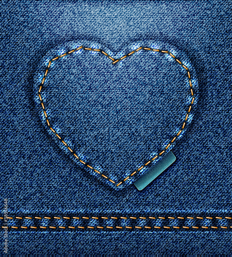 raster Jeans heart denim texture Stock Illustration | Adobe Stock