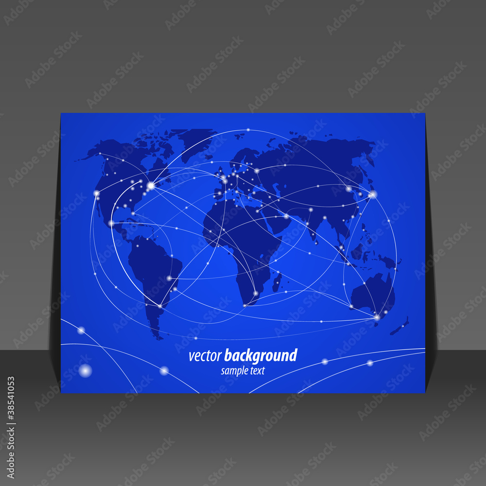 Vector illustration night travel world map flyer design Stock Vector ...