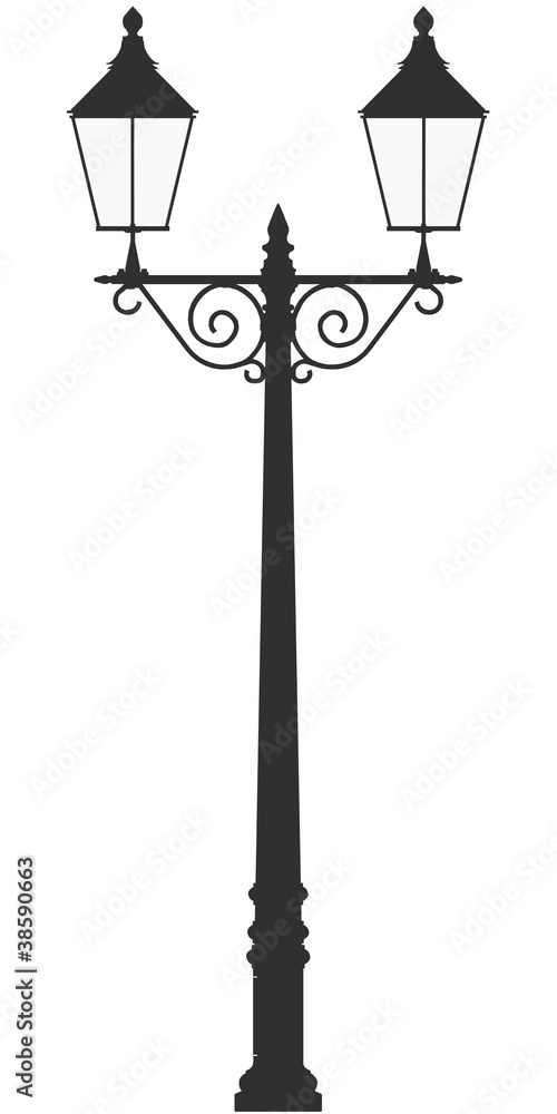 street lamp light vector outline silhouette Stock Illustration | Adobe ...