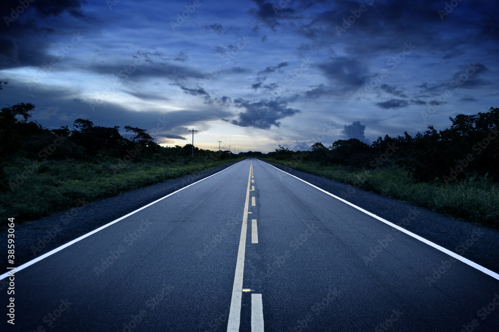 Remote road at sunset Stock Photo | Adobe Stock