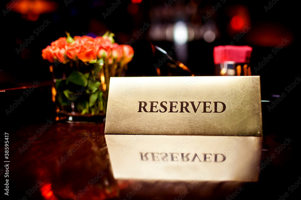 Reserved sign in restaurant Stock Photo | Adobe Stock